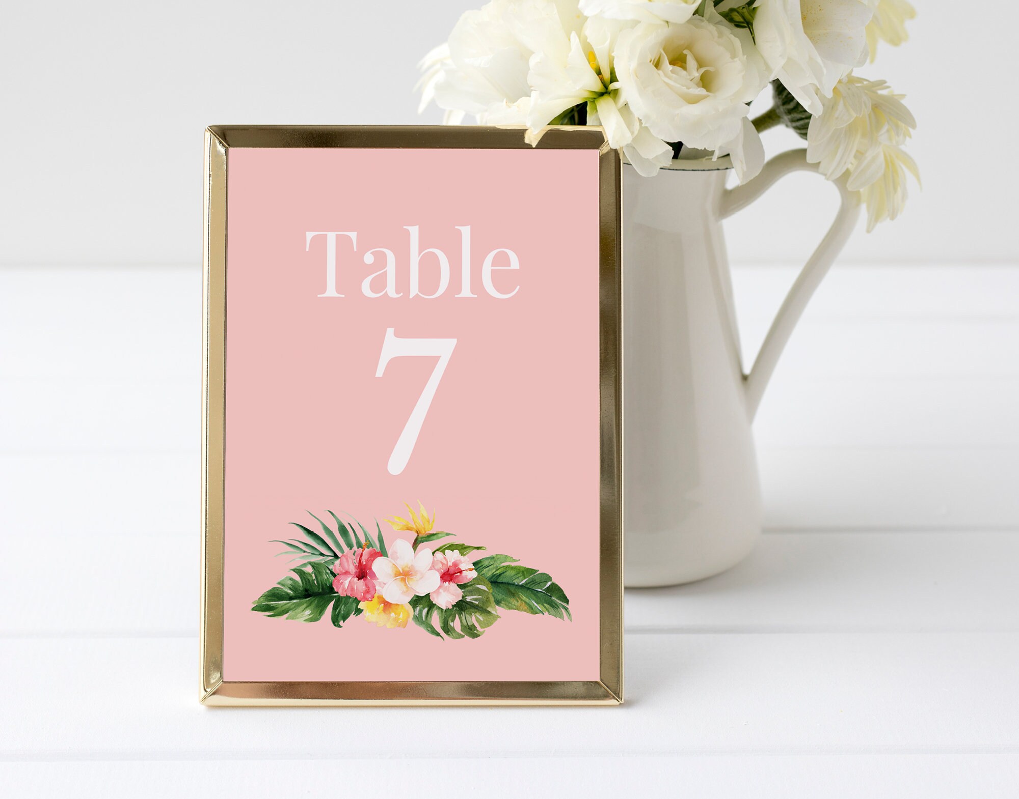 Tropical Table Number Card Template Table Seating Cards | Etsy