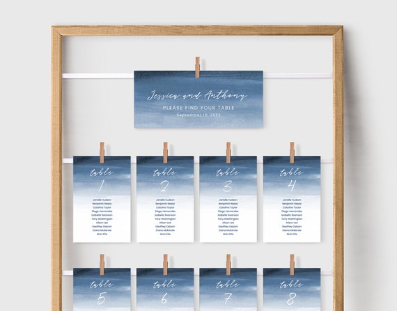 Beach Seating Chart Template Seating Cards Beach Wedding - Etsy