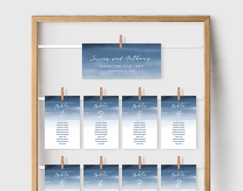 Beach Seating Chart Template, Seating Cards, Beach Wedding Seating Plan ...