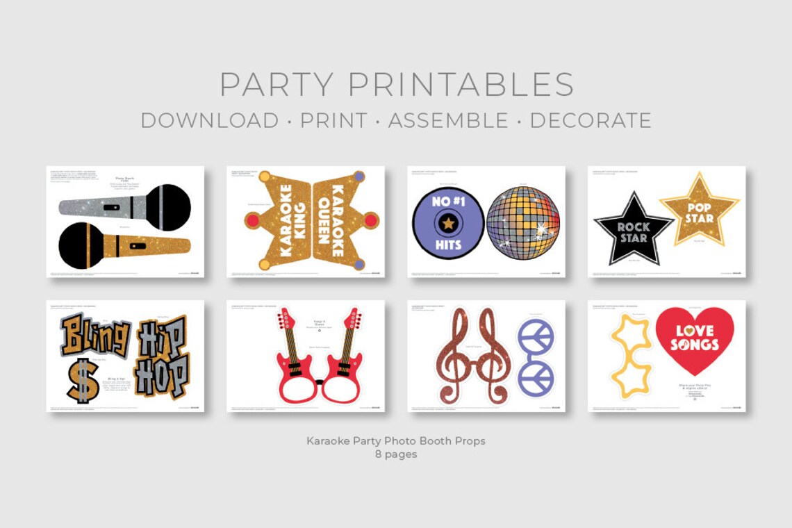 Karaoke Party Photo Booth Props Rock Star Pop Star Hip Hop - Etsy