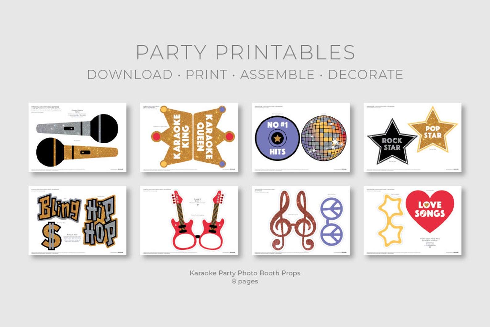 Karaoke Party Photo Booth Props Rock Star Pop Star Hip Hop | Etsy