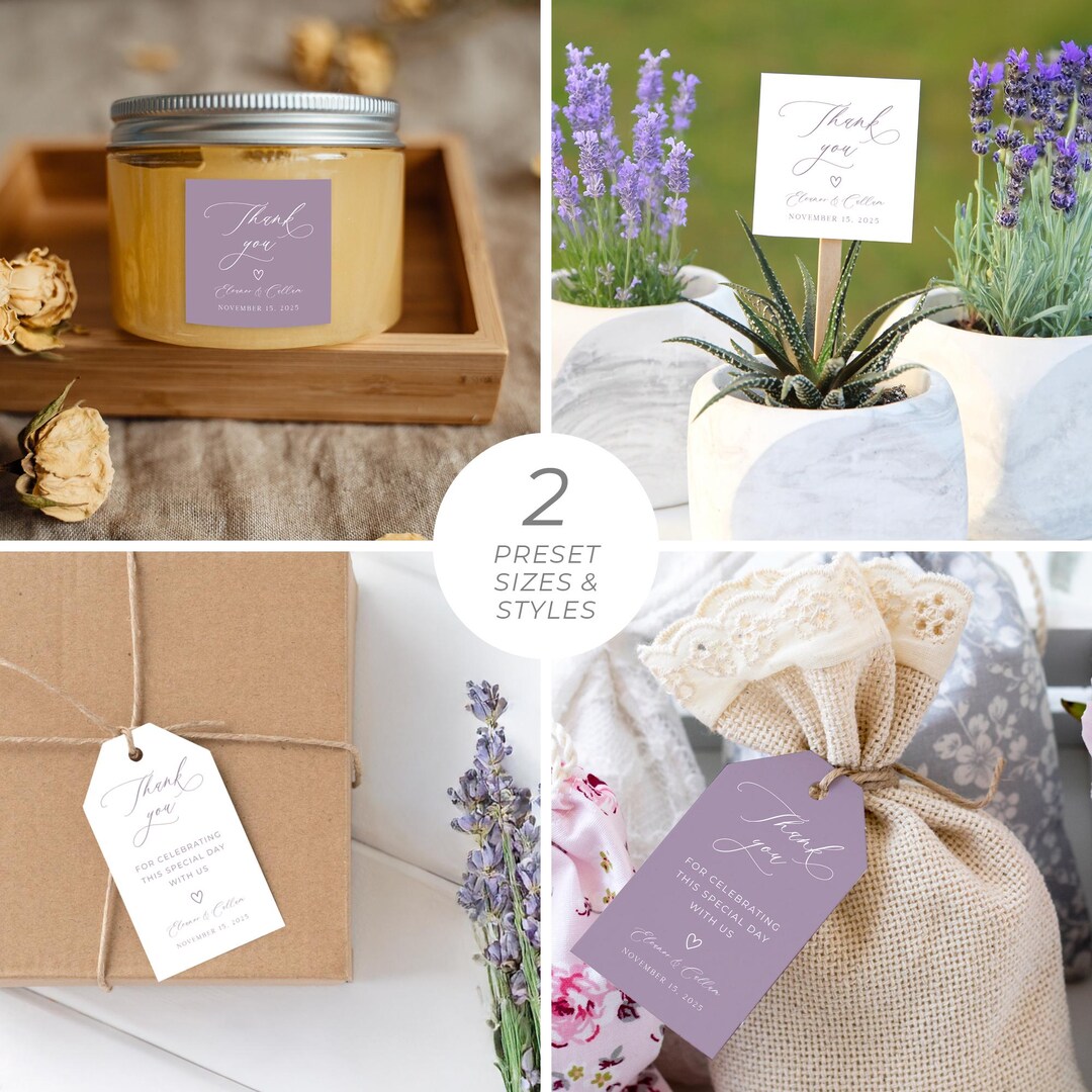 Lavender Wedding Favor Template, Lavender Thank You, Purple Wedding ...