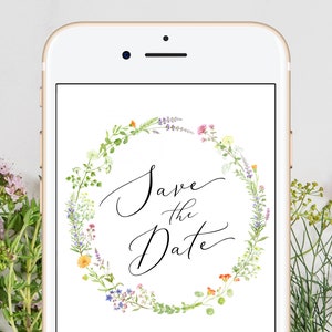 Save the Date Evite Template, Garden Save the Date Card, Phone Save the ...