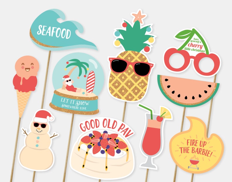 Aussie Christmas Photo Booth Props Summer Christmas - Etsy Australia