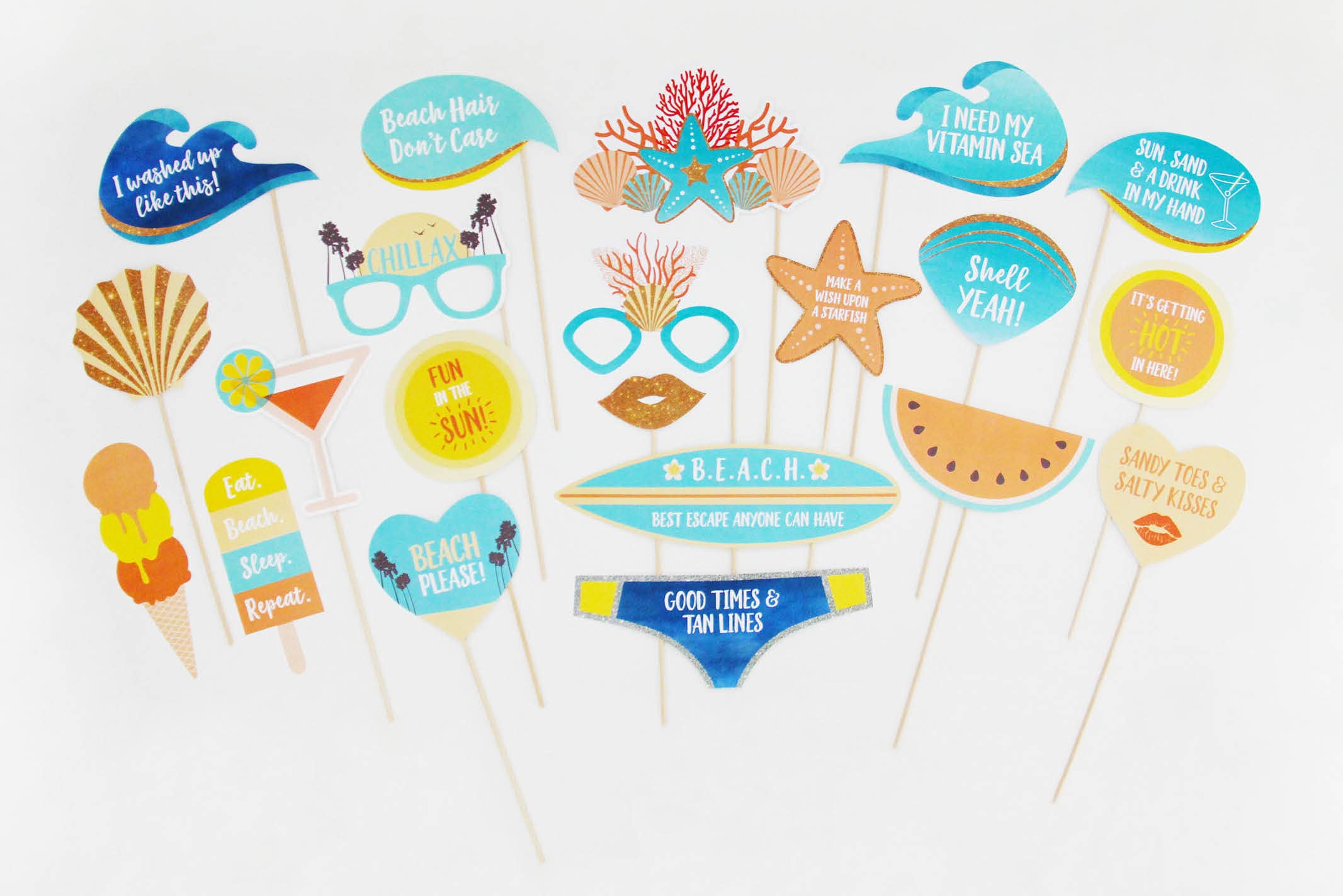 Beach Photo Booth Props Summer Party Props Beach Party - Etsy