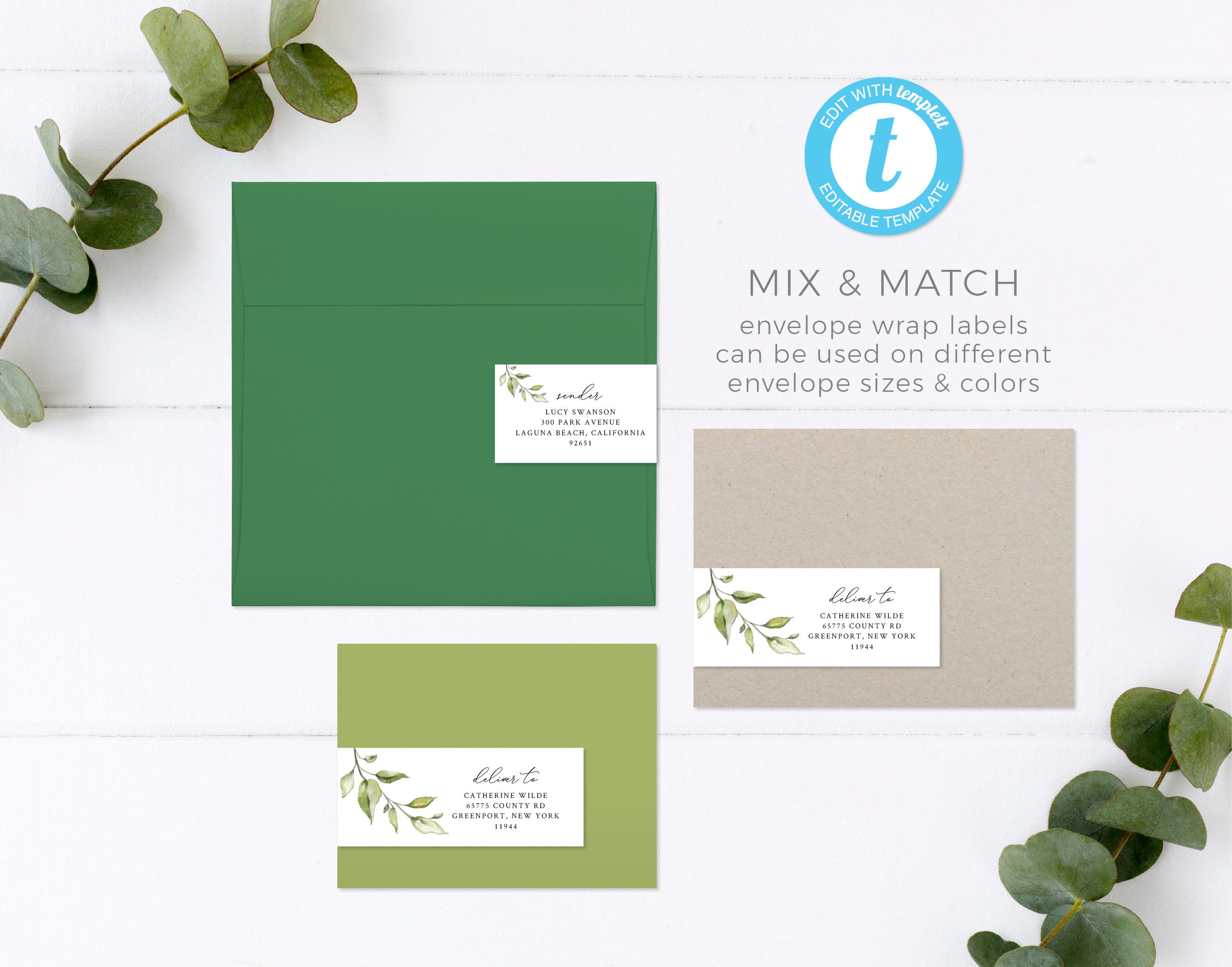 Editable Envelope Wrap Labels Envelope Label Template Return | Etsy ...
