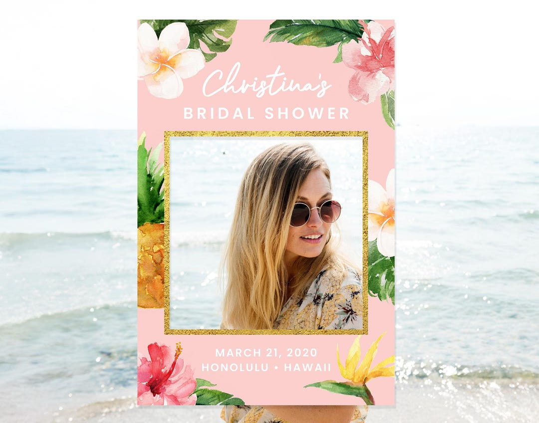 Tropical Bridal Shower Photo Frame Prop Template, Tropical Bridal ...