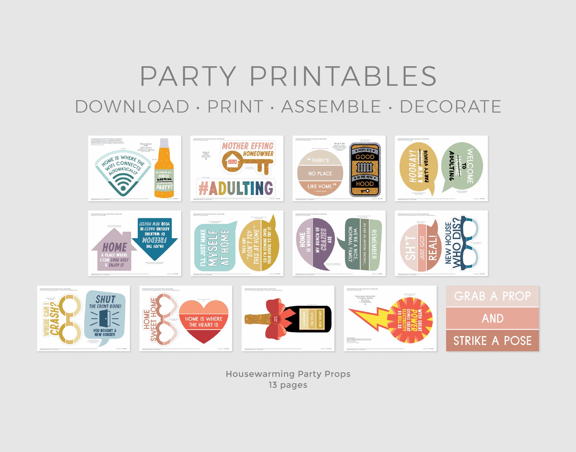 Housewarming Props, Printable, Housewarming Party Decoration Ideas ...