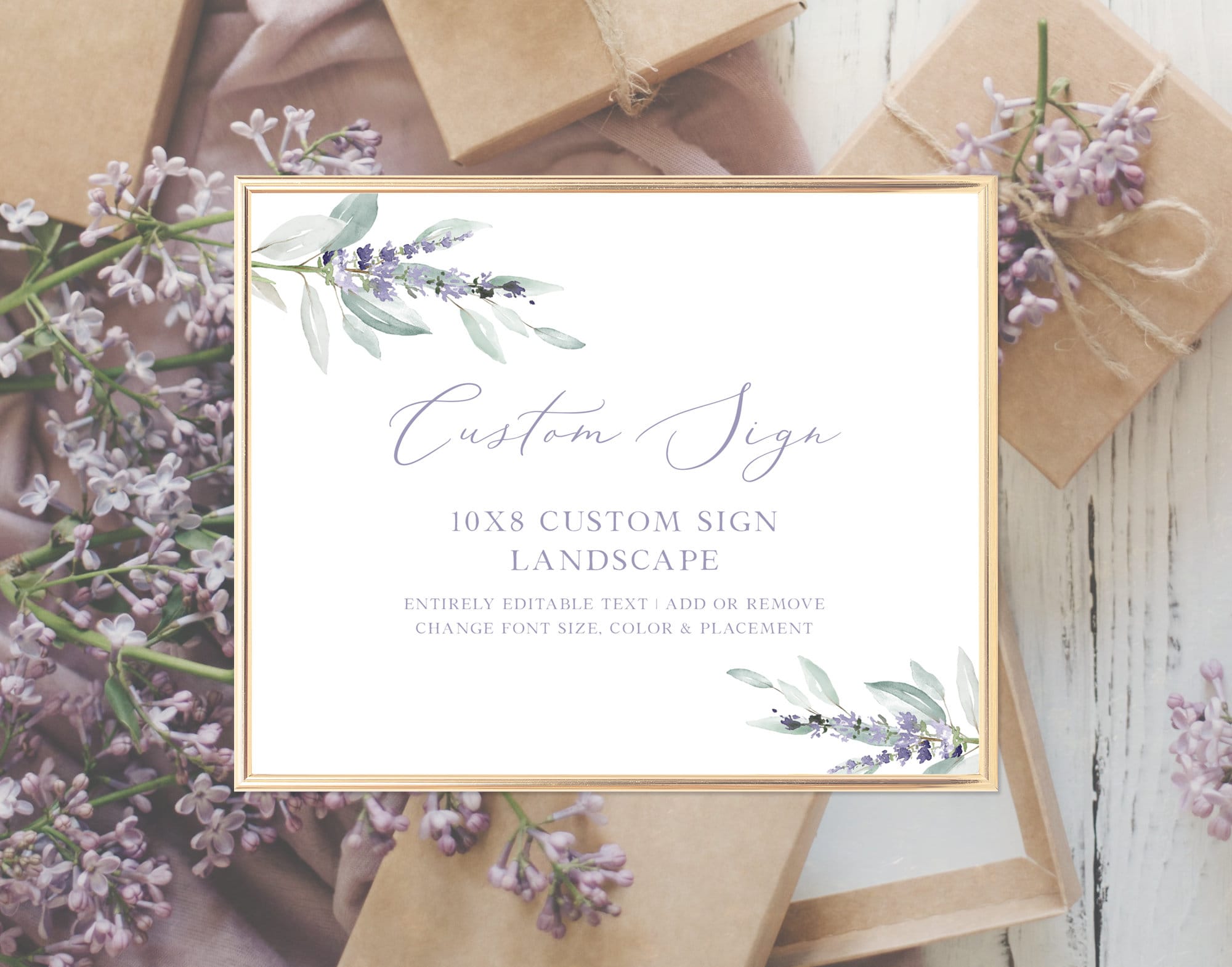 Custom Lavender Sign Template, Lavender Rustic Wedding Signs, Lavender ...