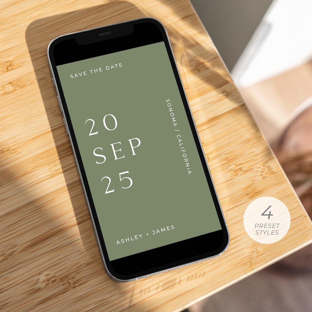 Olive Green Save the Date, Template, Modern Save the Date Card ...