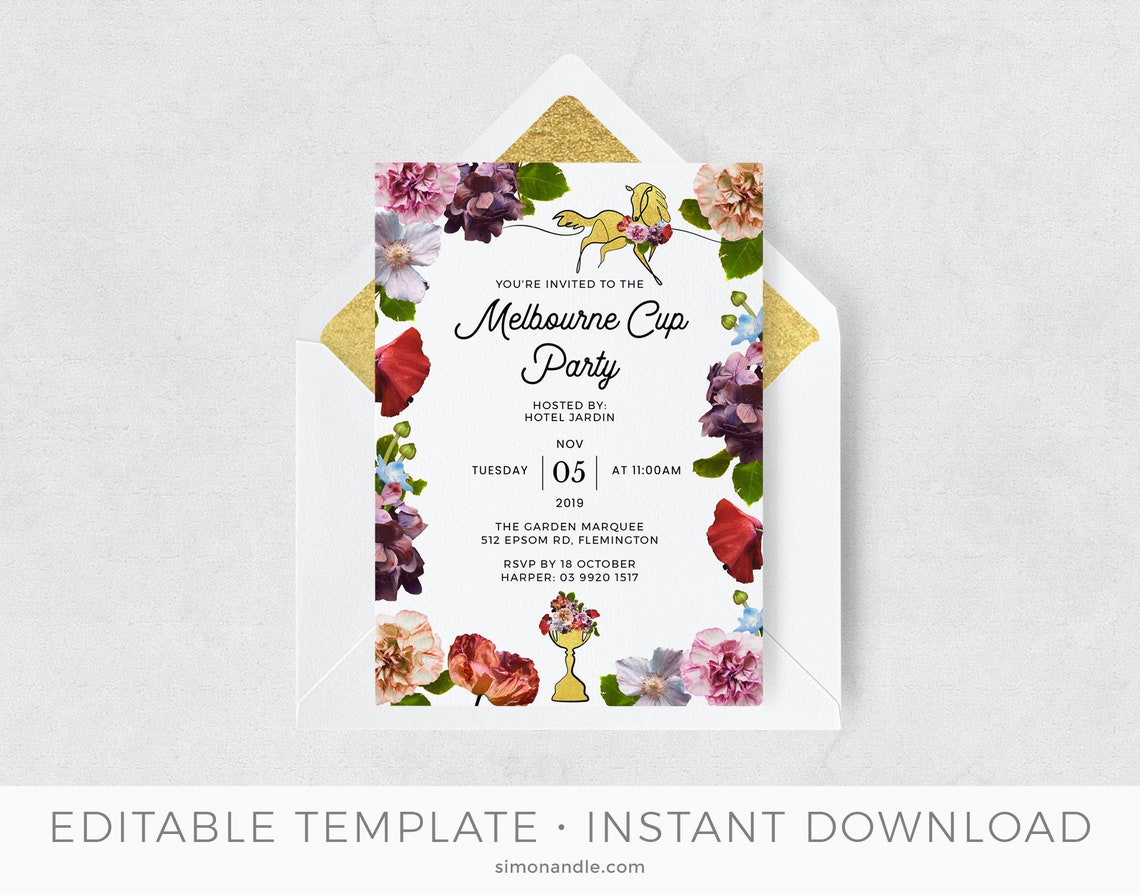 Melbourne Cup Party Invitation Template Melbourne Cup Invite - Etsy ...