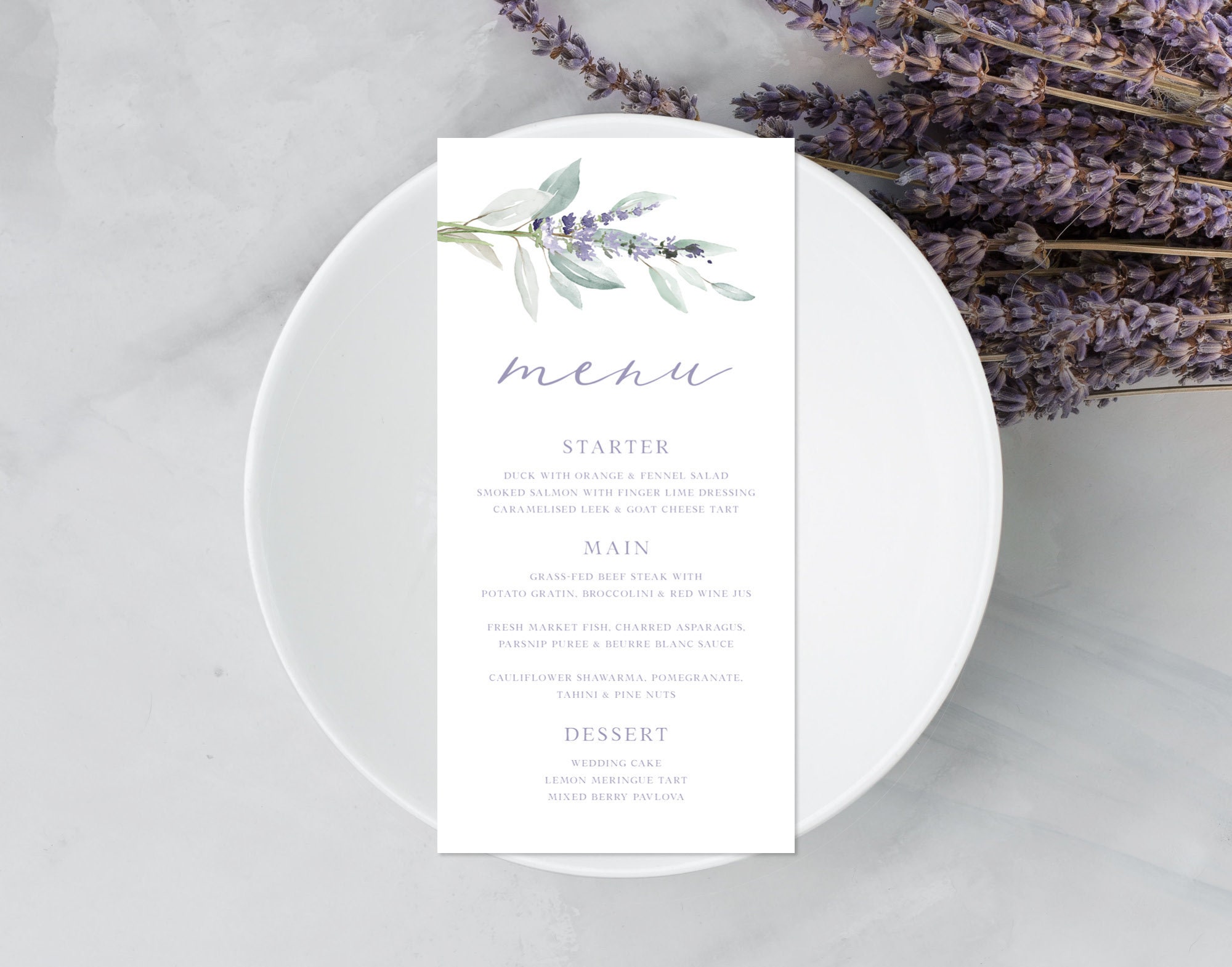 Lavender Wedding Menu Template Lavender Menu Purple Wedding - Etsy