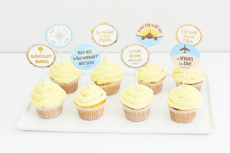 Travel Cupcake Toppers Travel Cake Topper Travel Party - Etsy
