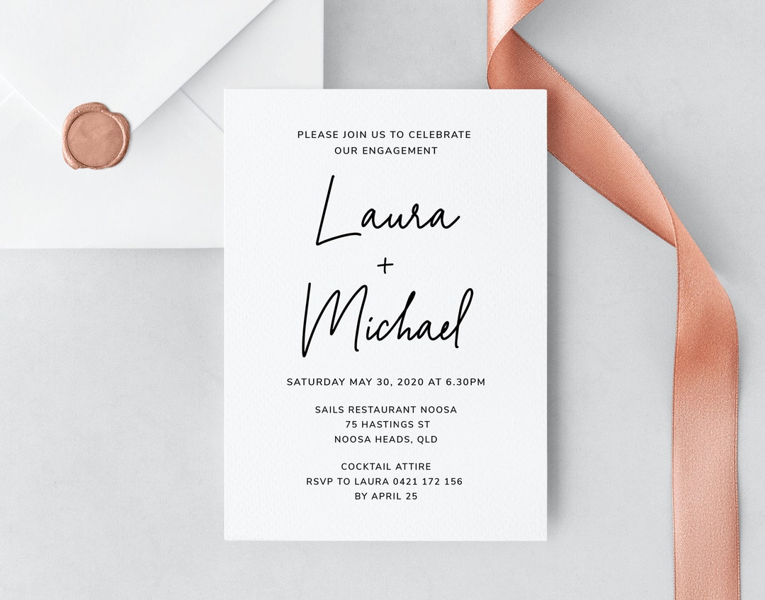 Minimalist Engagement Invitation, Template, Modern Engagement, Custom ...
