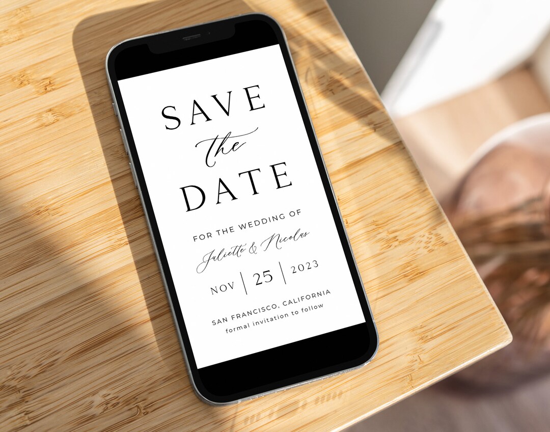 Digital Minimalist Save the Date Card Template, Modern Save the Date ...