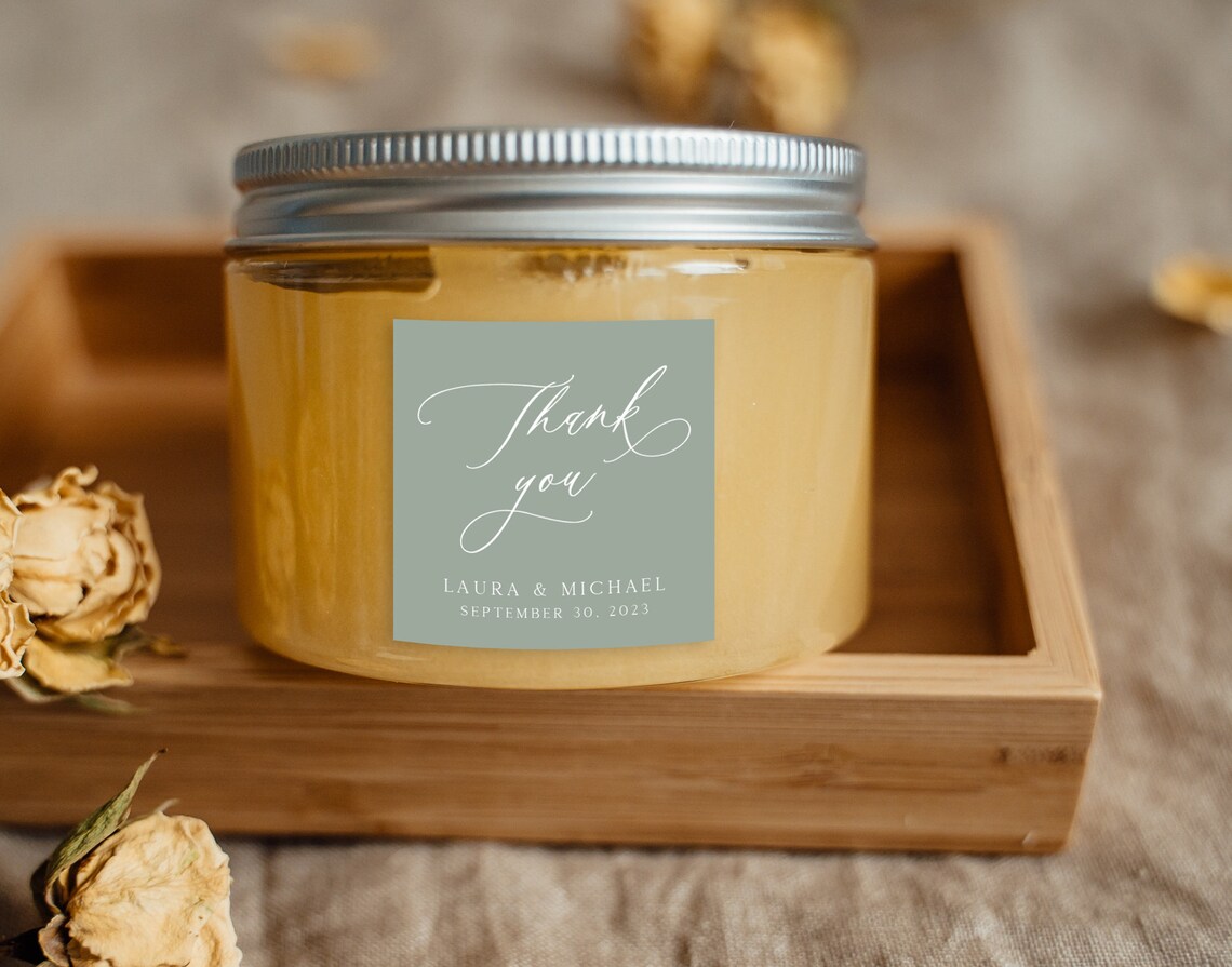 Sage Green Wedding Favor Template, Sage Green Thank You Favour ...
