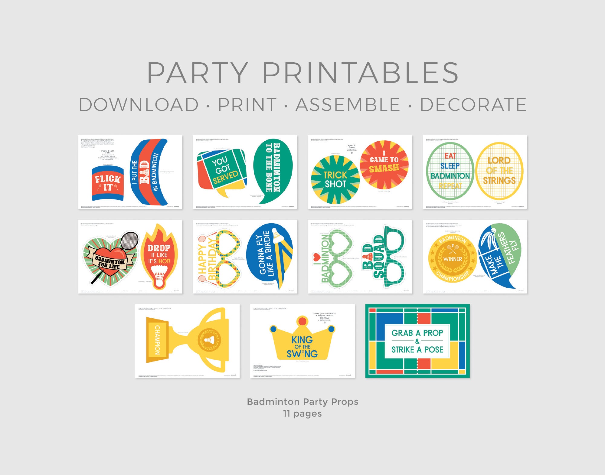 Badminton Photo Booth Props, Badminton Birthday Party Decorations ...