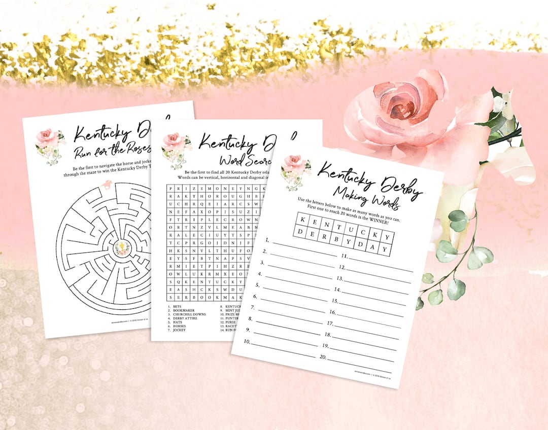 Kentucky Derby Party Games, Derby Games, Word Search, Maze, Making ...