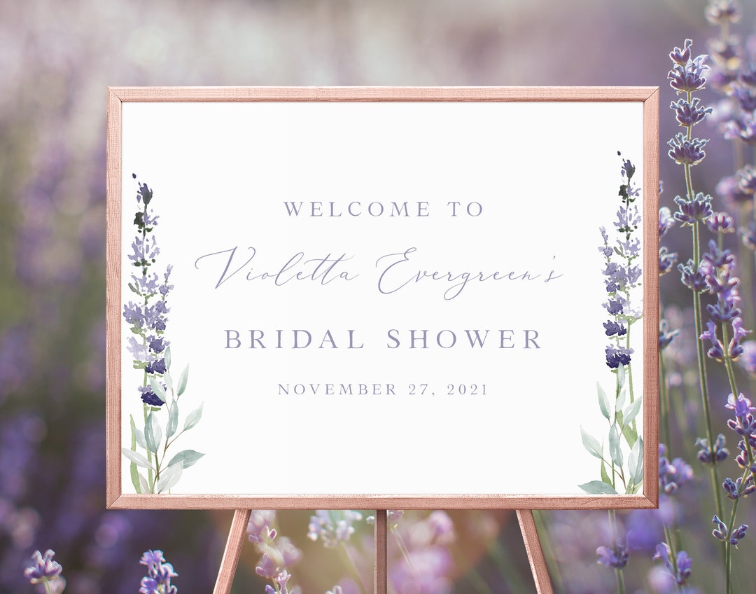 Lavender Bridal Shower Welcome Sign Template, Lavender Welcome Sign ...