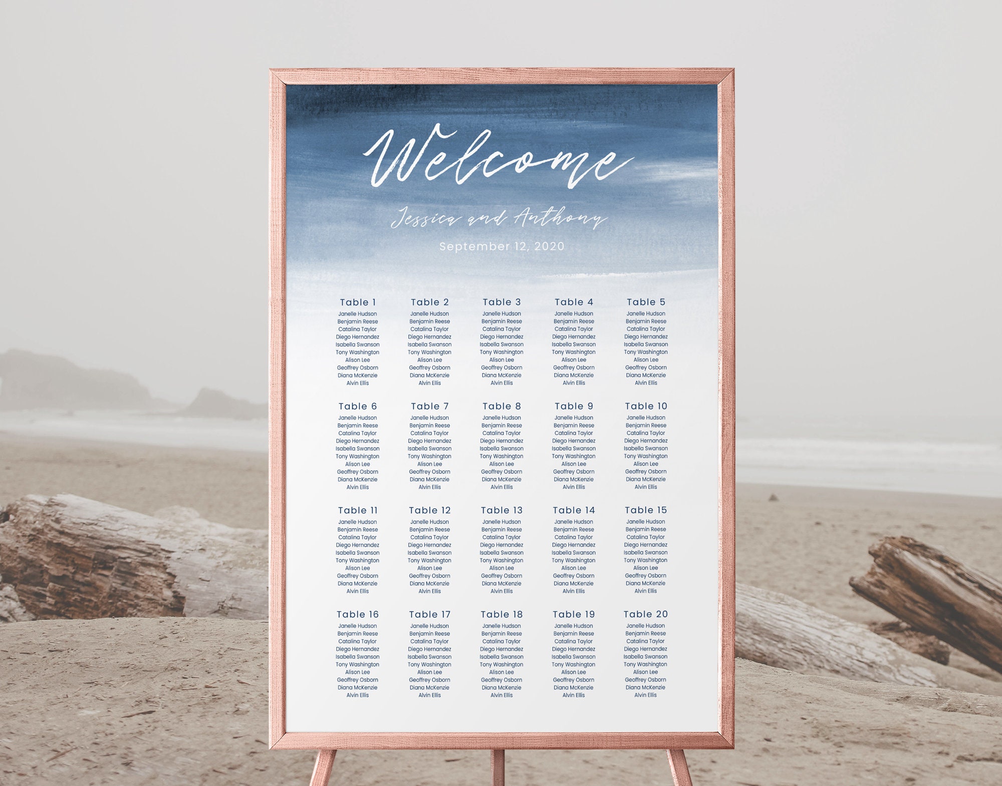 Beach Seating Chart Editable Template Beach Wedding Seating - Etsy