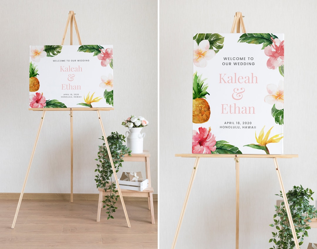 Tropical Wedding Welcome Sign Template, Tropical Wedding Sign, Beach ...