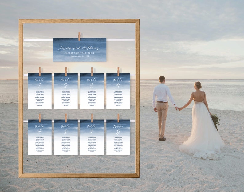 Beach Seating Chart Template, Seating Cards, Beach Wedding Seating Plan ...