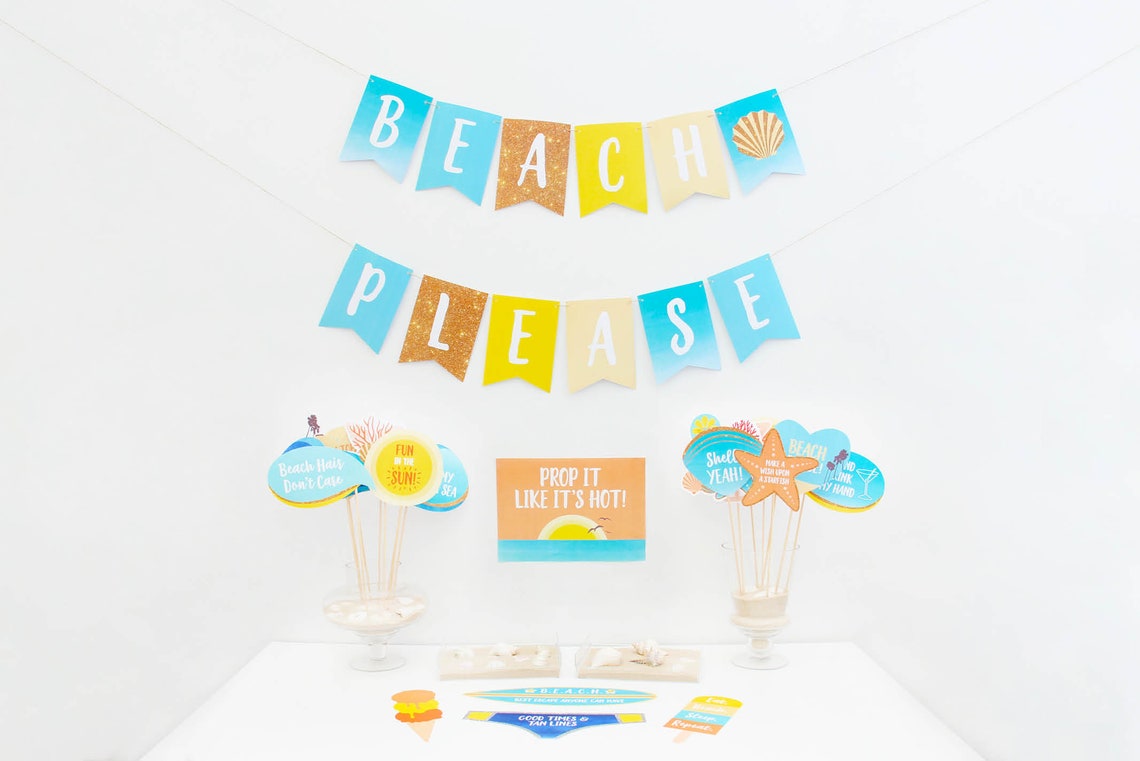 Beach Party Decorations Beach Photo Booth Props Summer Party - Etsy ...