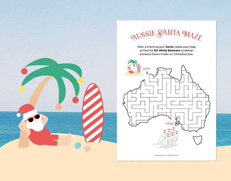 Aussie Santa Maze Christmas Party Games, Australian Christmas, Six ...