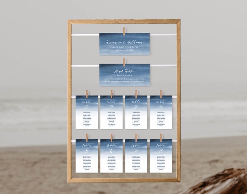 Beach Seating Chart Template Seating Cards Beach Wedding - Etsy