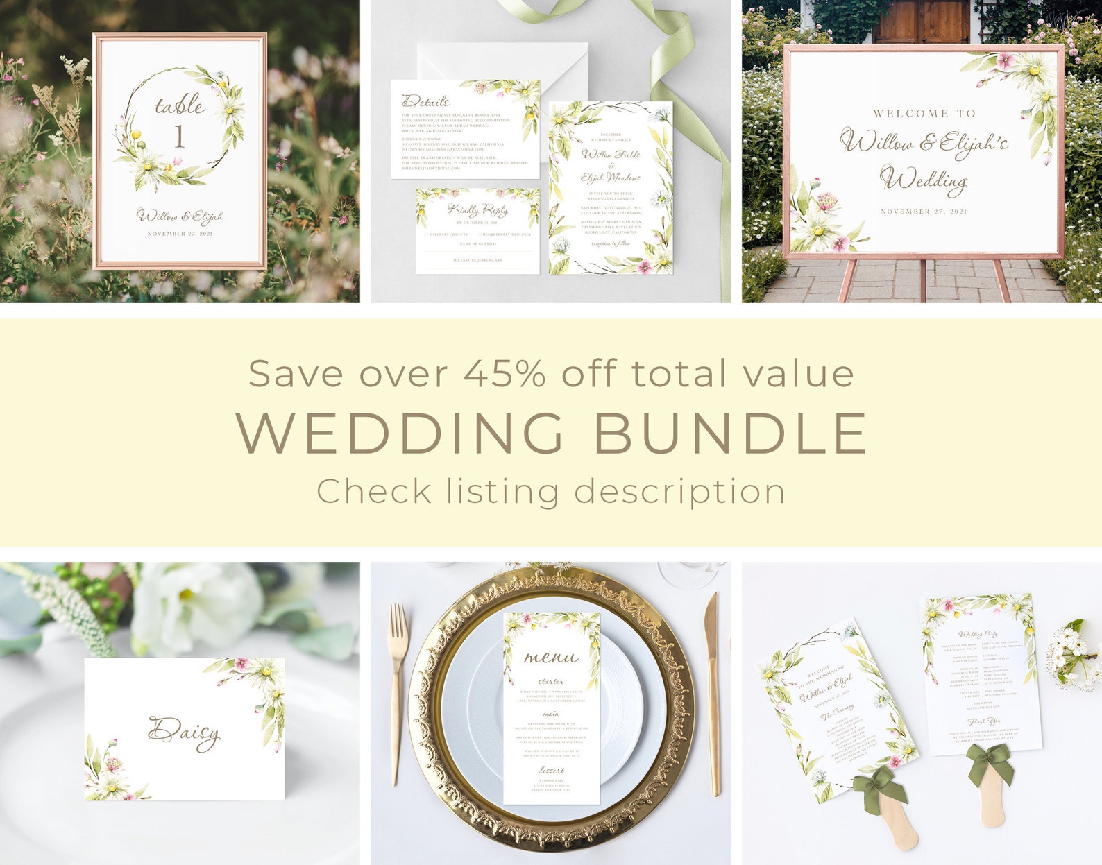 Cottagecore Welcome Sign Template Cottagecore Wedding Daisy - Etsy ...