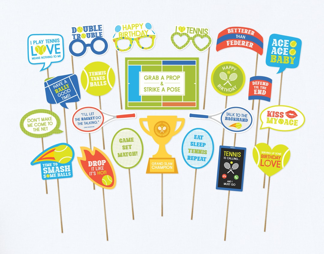 Tennis Photo Booth Props, Tennis Birthday Party Decorations, Funny ...