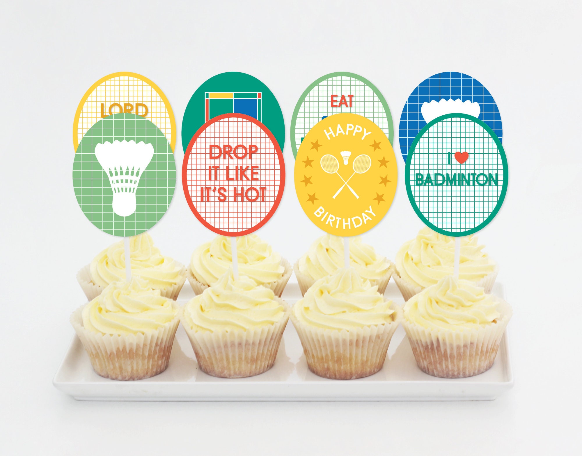Badminton Party Cupcake Toppers, Birthday Cake Toppers, Badminton Lover ...