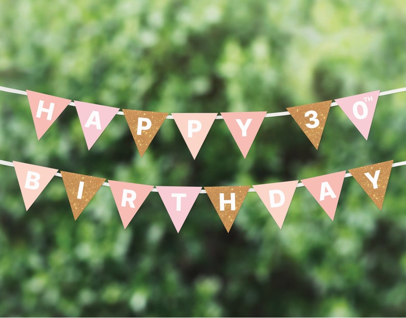 Happy 30th Birthday Banner 30th Birthday Bunting 30th - Etsy