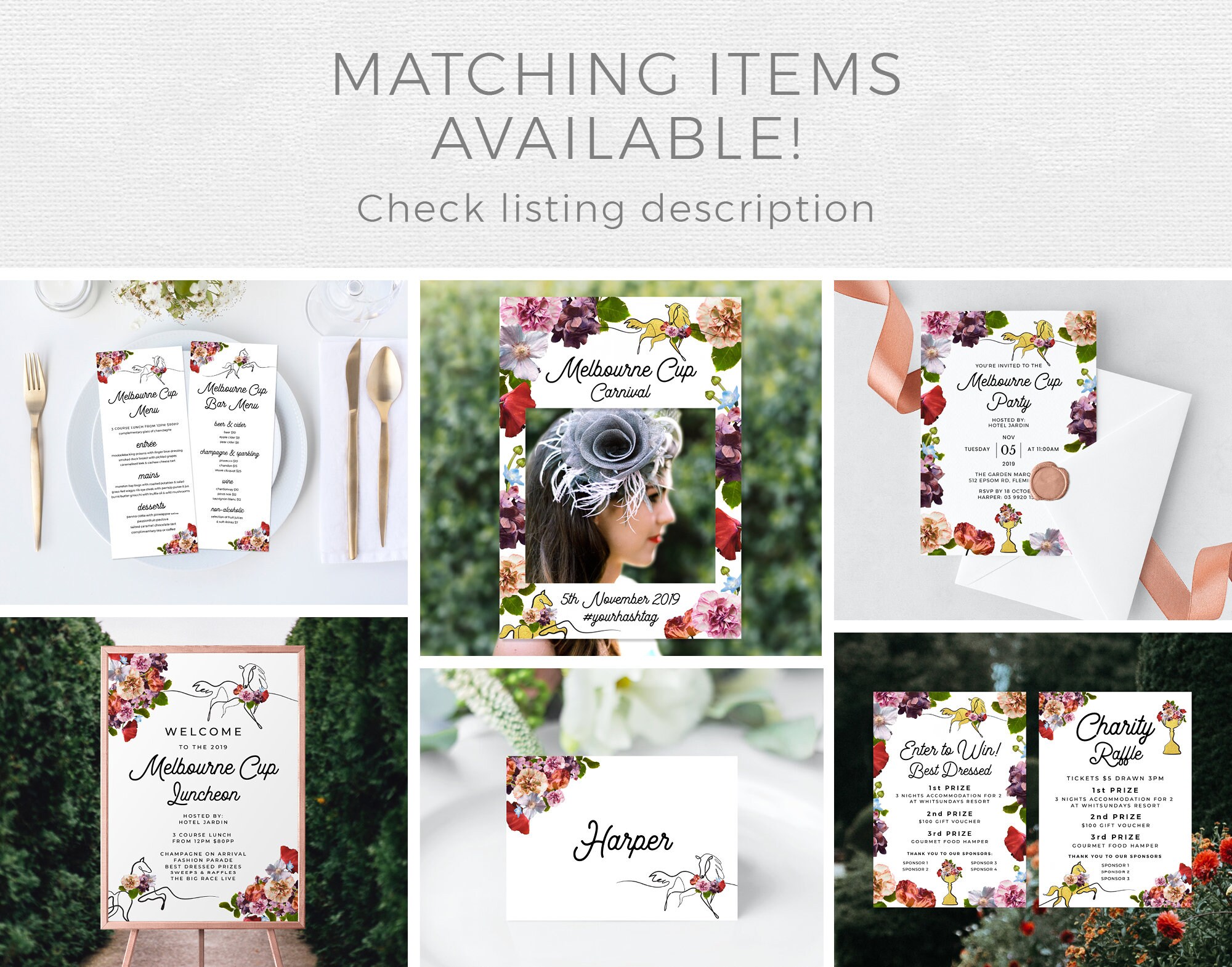 Melbourne Cup Poster Template Melbourne Cup Sign Luncheon | Etsy