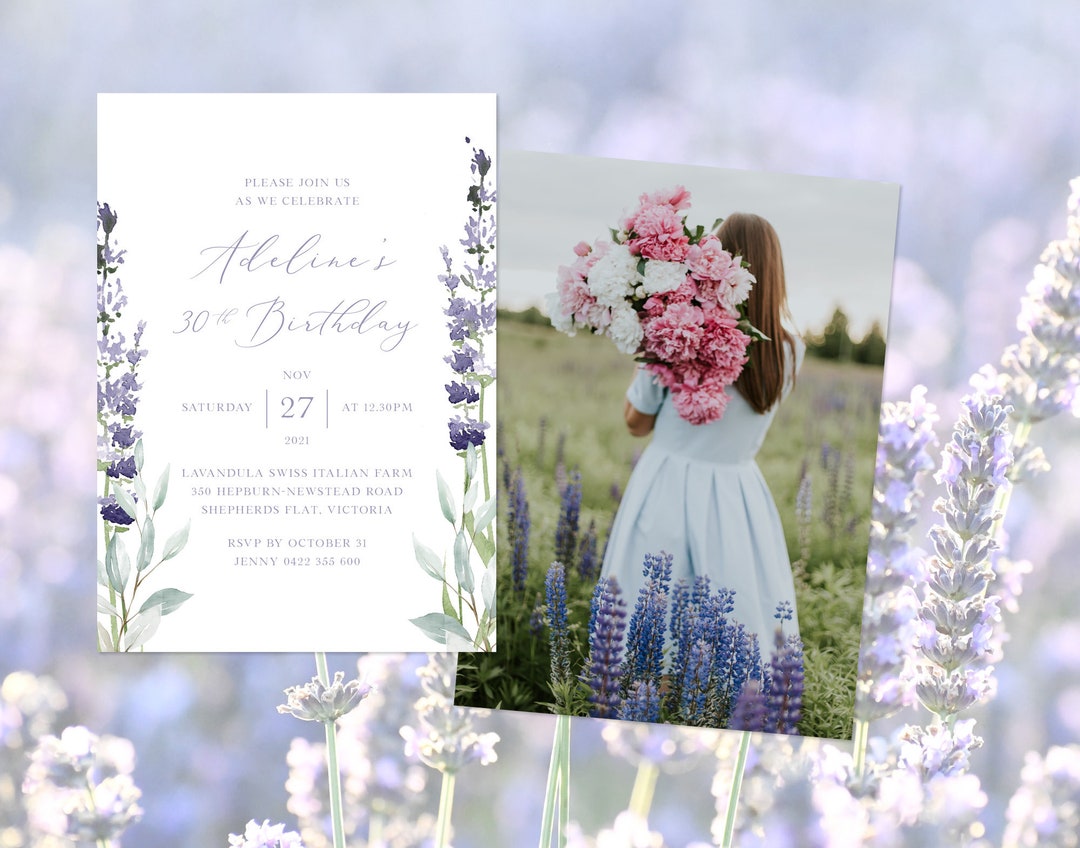 Lavender Birthday Invitation Template, Purple Birthday Invite, Garden ...