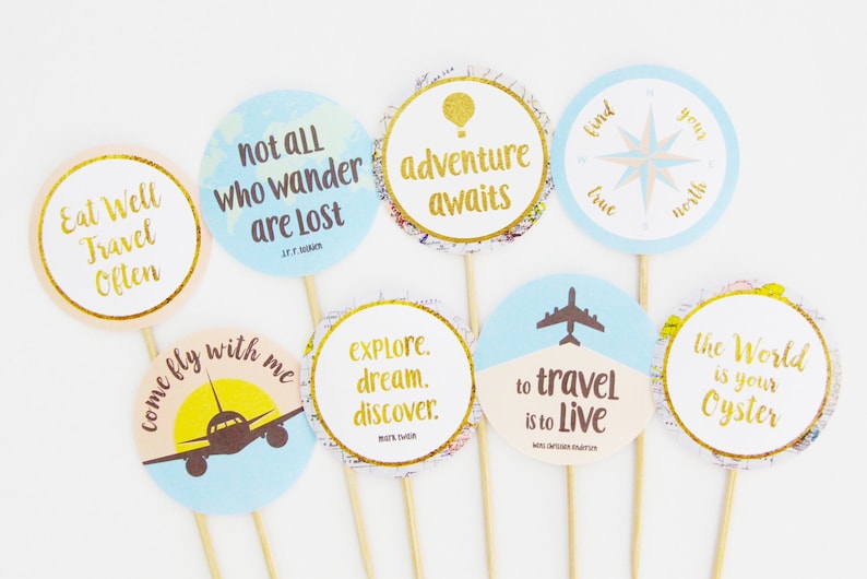 Travel Cupcake Toppers Travel Cake Topper Travel Party - Etsy
