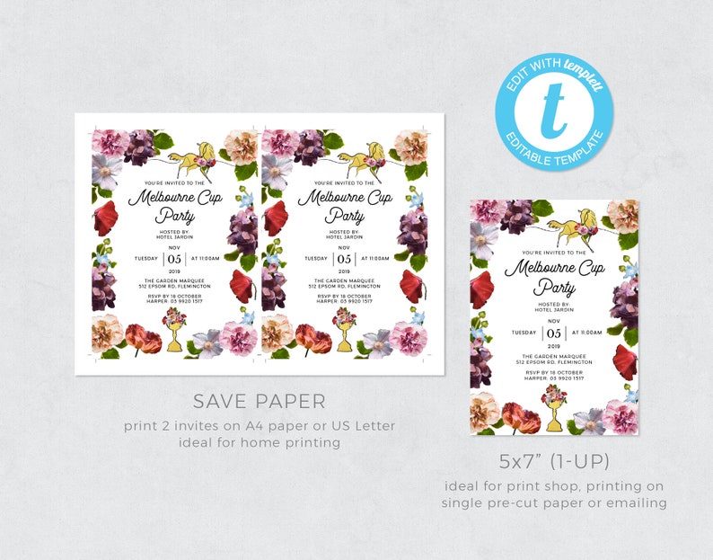 Melbourne Cup Party Invitation Template Melbourne Cup Invite - Etsy