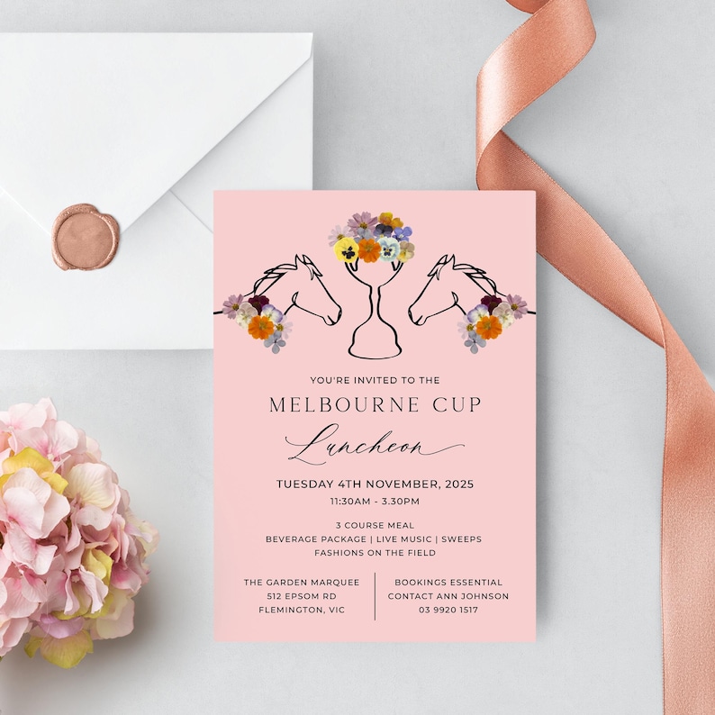 Melbourne Cup Invitation Template, Melbourne Cup Luncheon, Derby ...