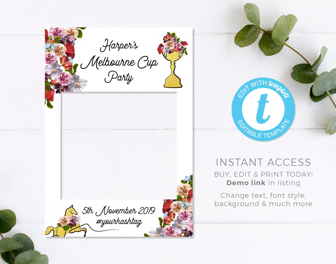 Melbourne Cup Photo Booth Frame Template, Melbourne Cup Prop, Spring ...