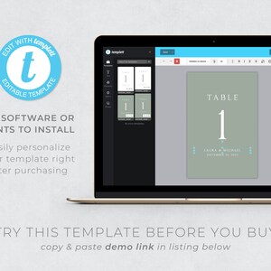 Sage Green Table Number Card Template, Minimalist Table Number Cards ...