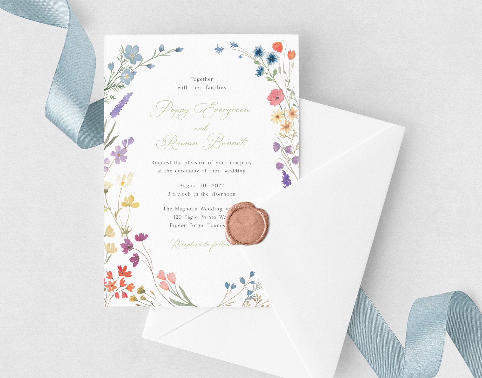 Wildflower Wedding Invitation Template Wildflower Wedding | Etsy