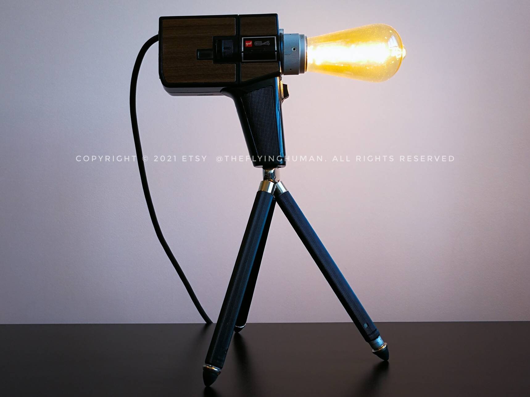 Camera Lamp Upcycled Vintage Cine Camera Tripod Lamp With Retro ...