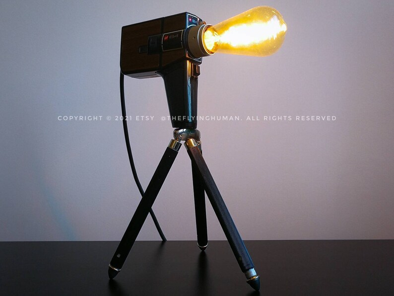 Camera Lamp Upcycled Vintage Cine Camera Tripod Lamp With Retro ...