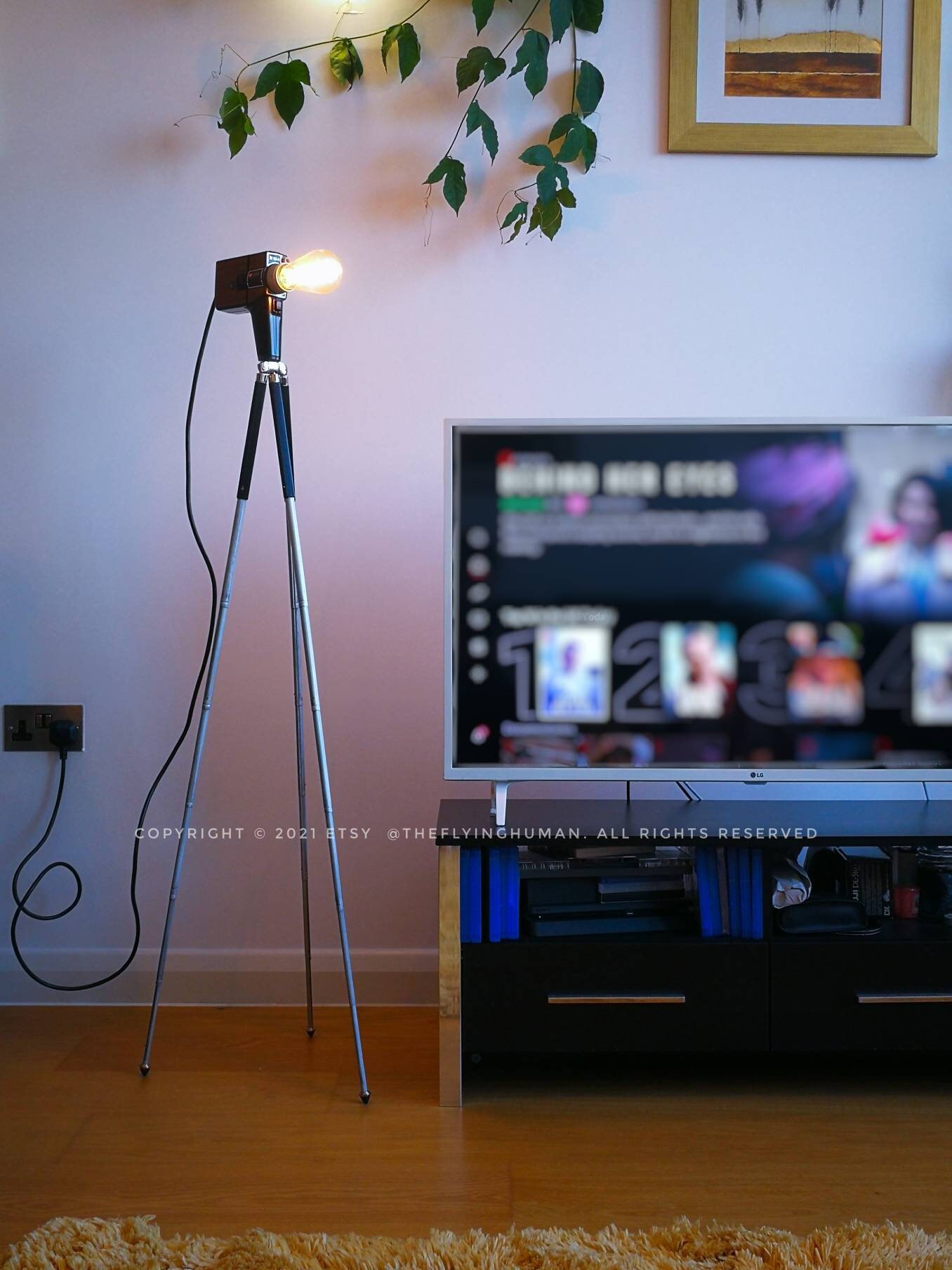 Camera Lamp Upcycled Vintage Cine Camera Tripod Lamp With Retro ...