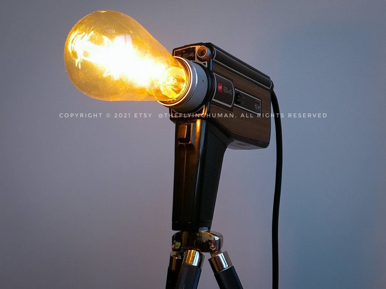 Camera Lamp Upcycled Vintage Cine Camera Tripod Lamp With Retro ...