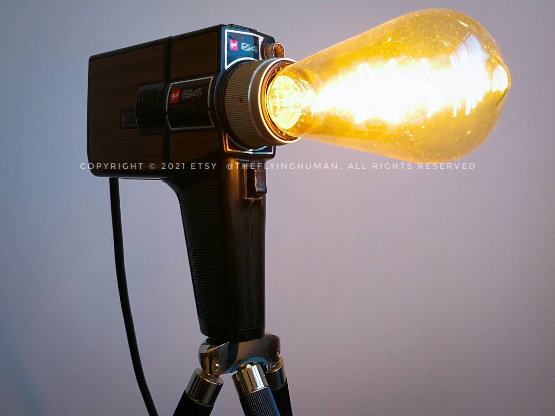 Camera Lamp Upcycled Vintage Cine Camera Tripod Lamp With Retro ...