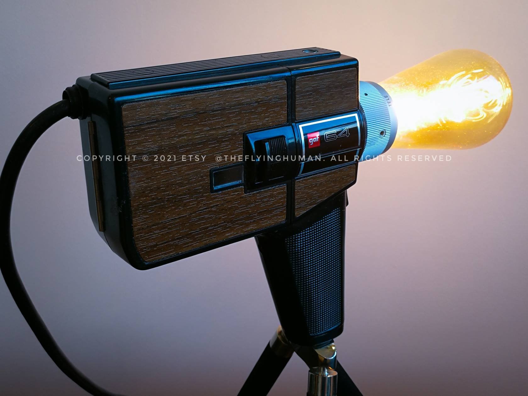 Camera Lamp Upcycled Vintage Cine Camera Tripod Lamp With Retro ...