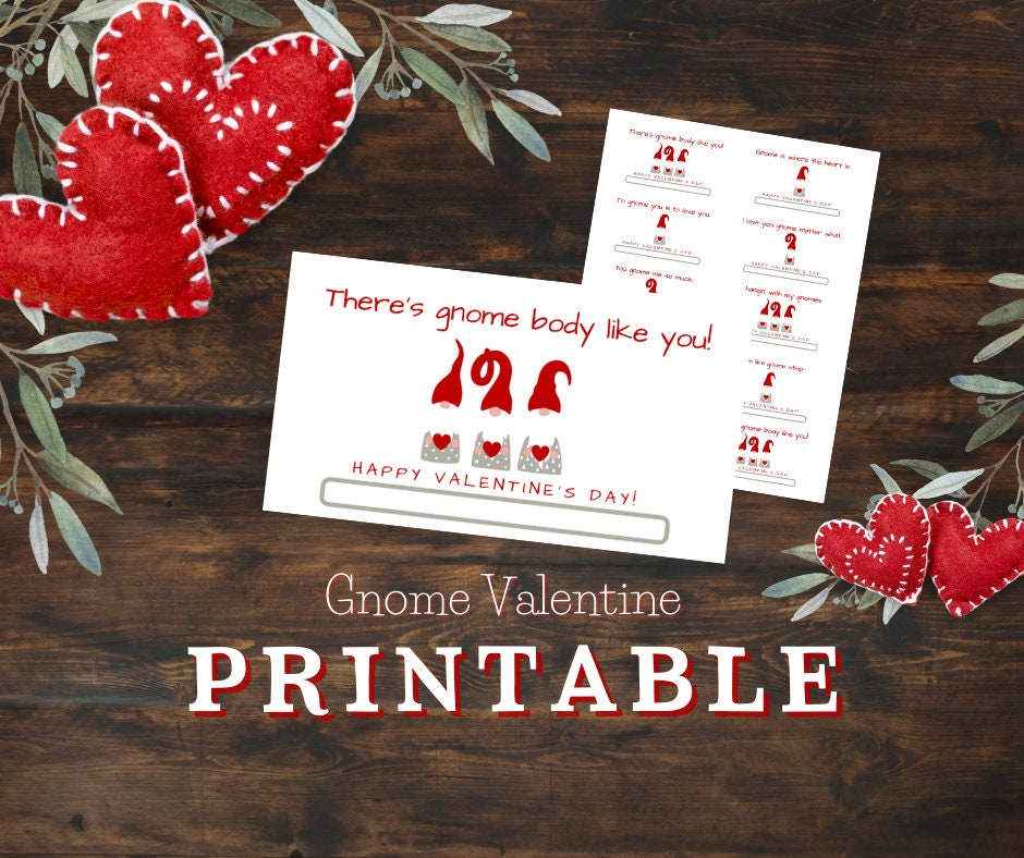 Gnome Pun Valentines Printable | Valentine’s Day Cards Printable ...