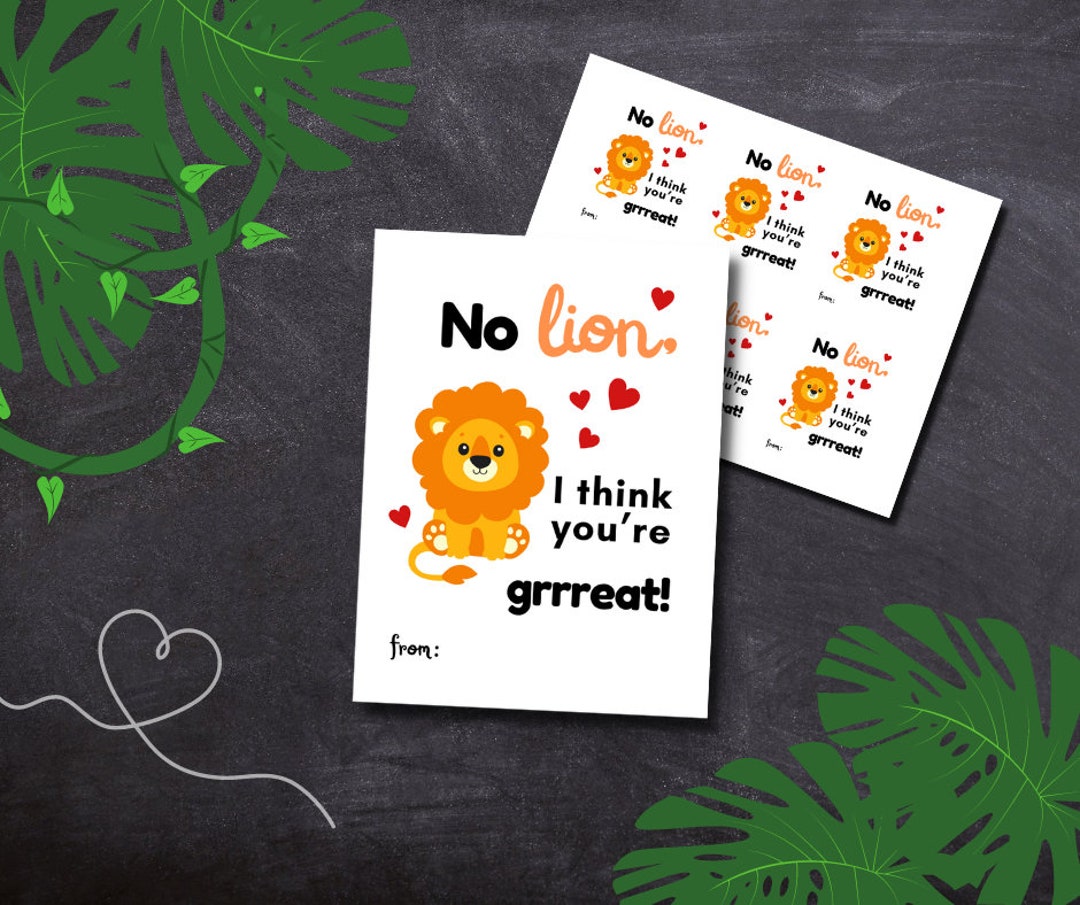 Lion Pun Valentine’s Day Cards Printable | Funny Valentines | Lion ...