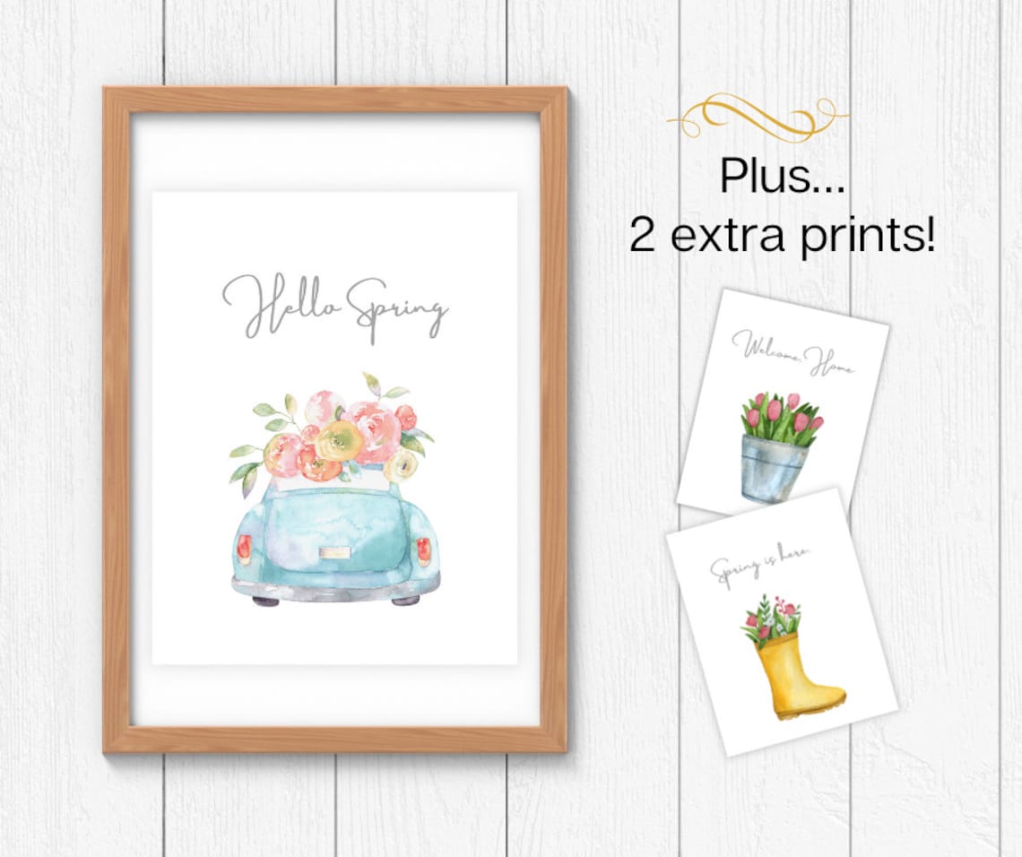 Spring Wall Art Prints | Hello Spring Print | Spring Digital Download ...